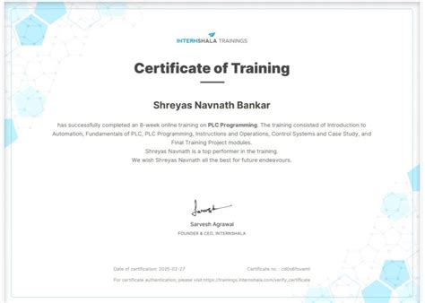 Completed Plc Programming Course On Internshala Shreyas Bankar Posted On The Topic Linkedin
