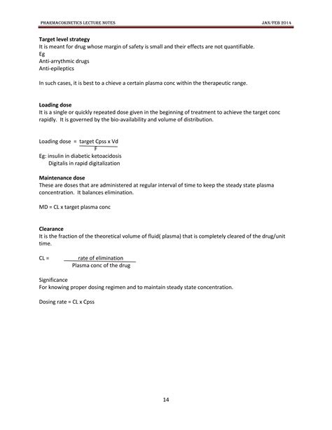 Pharmacokinetics Lecture Notes Pharmacology PDF
