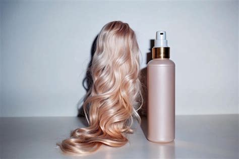 A Woman With Blonde Hair Next To A Bottle Of Perfume Premium Ai