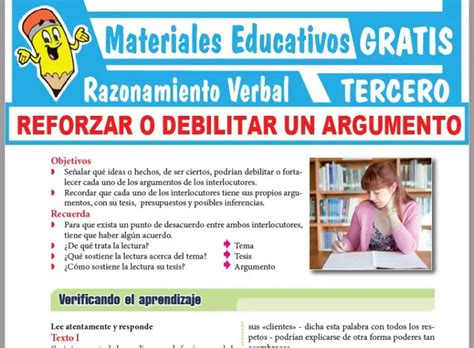 Reforzar O Debilitar Un Argumento Para Tercer Grado De Secundaria