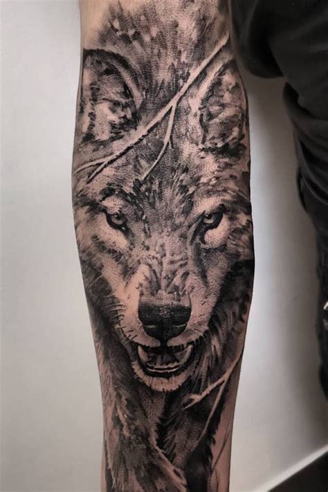 Black And Gray Wolf Tattoo