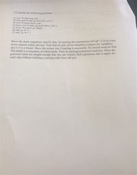 Solved 2consider The Following Grammar 1 Expr Term Term