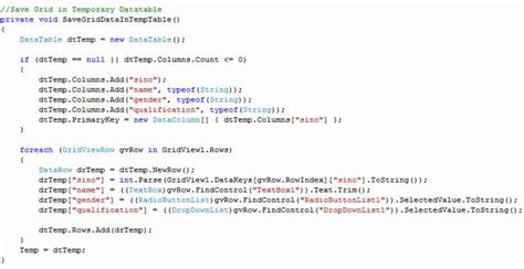 Temporary Values In Grid Codeproject