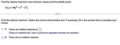 Solved Find The Relative Maximum And Minimum Values And The Chegg
