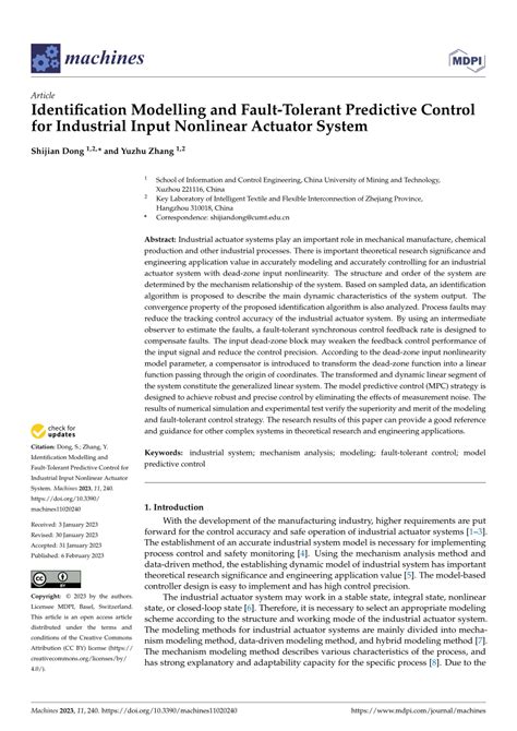 Pdf Identification Modelling And Fault Tolerant Predictive Control