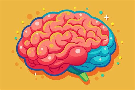 Premium Vector A Customizable Semiflat Cartoon Illustration Of A Brain On A Vibrant Yellow