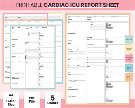 Printable Cardiac Nurse Report Sheet Icu Nursing Patient Report