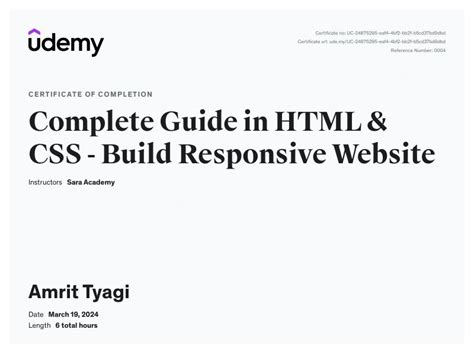 completed html and css course on responsive website amrit tyagi posted