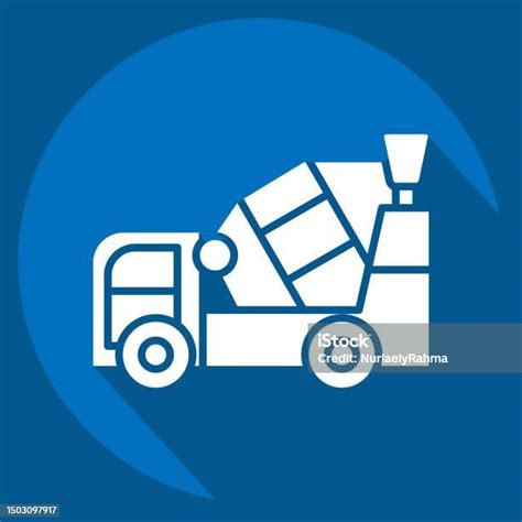 Mixer Beton Ikon Terkait Dengan Simbol Kendaraan Konstruksi Gaya