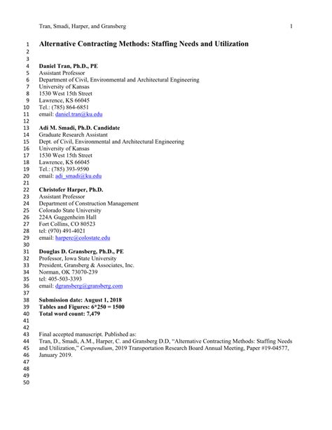 Pdf Alternative Contracting Methods Staffing Needs And Utilization