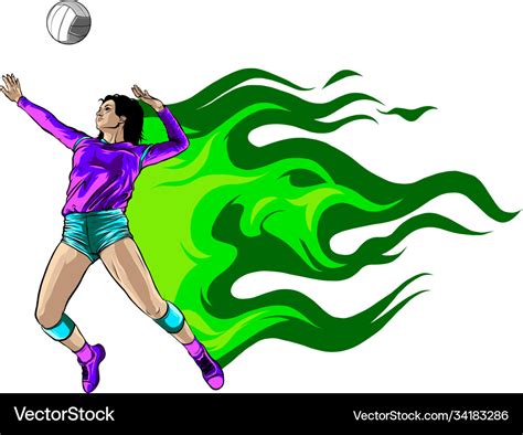 Volleyball Sport Girl And Ball Cartoon Royalty Free Vector
