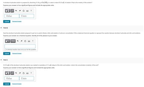 Solved A Strontium Hydroxide Solution Is Prepared By Chegg