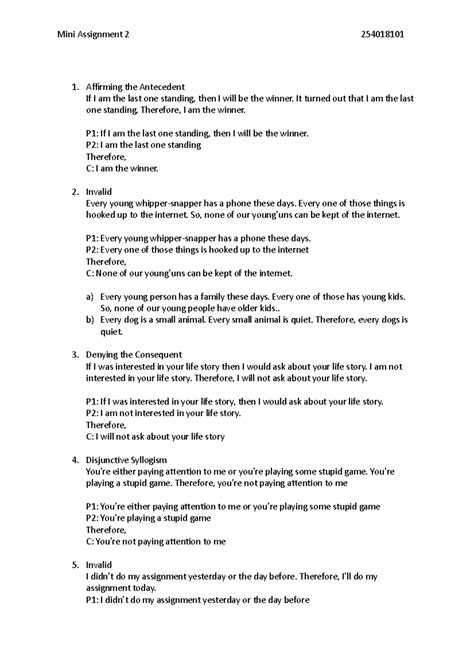 Affirming The Antecedent Mini Assignment 2 254018101 Affirming The