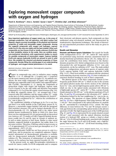 Pdf Exploring Monovalent Copper Compounds With Oxygen And Hydrogen