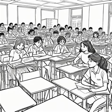 Aula De Clase Con Estudiantes Sentados En Columnas Stable Diffusion Online