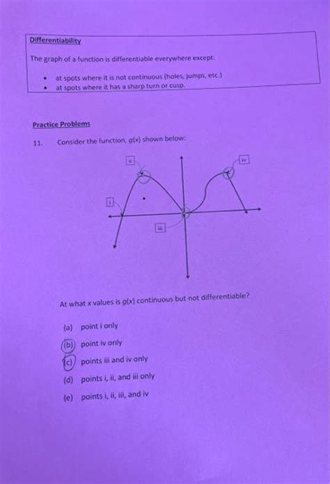 Solved Differentiability The Graph Of A Function Is Chegg
