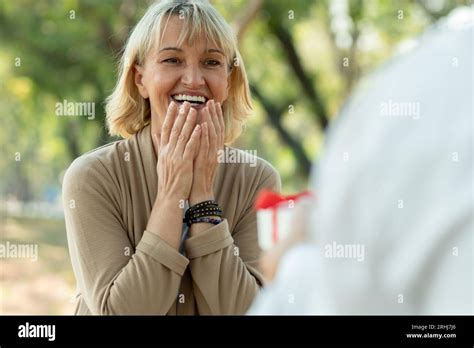 Husband Take T To Surprised Wife In Park Old Love Couple In