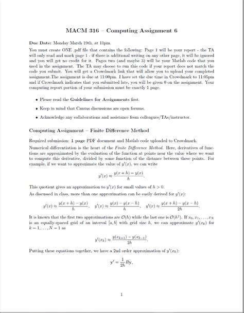 Macm 316 Computing Assignment 6 Due Date Monday