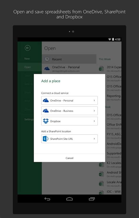 Microsoft Excel For Tablet Android Apps On Google Play