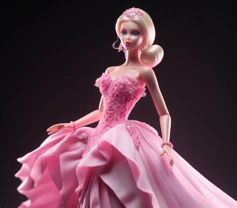 Premium Photo Barbie Doll In Pink Dress With Pink Hair And Earrings