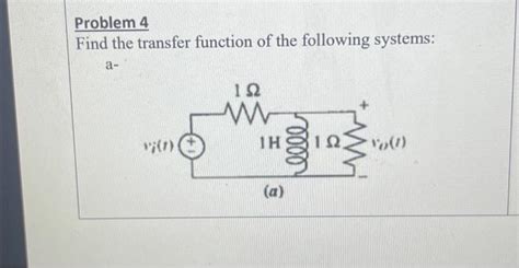 Solved Problem Find The Transfer Function Of The Following Chegg