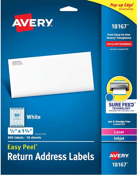 Avery Printable Return Address Labels With Sure Feed 0 5