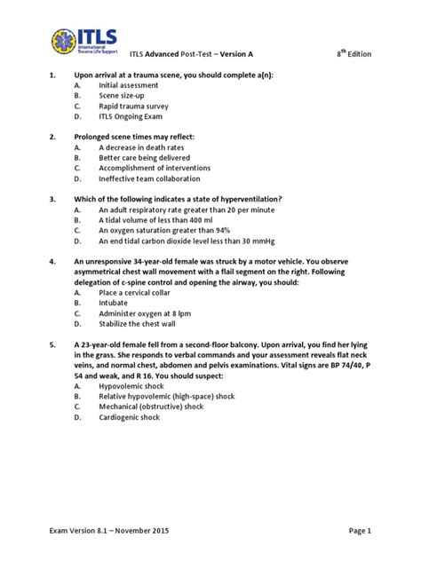 Itls 8e Advanced Post Test Exam Version A Pdf