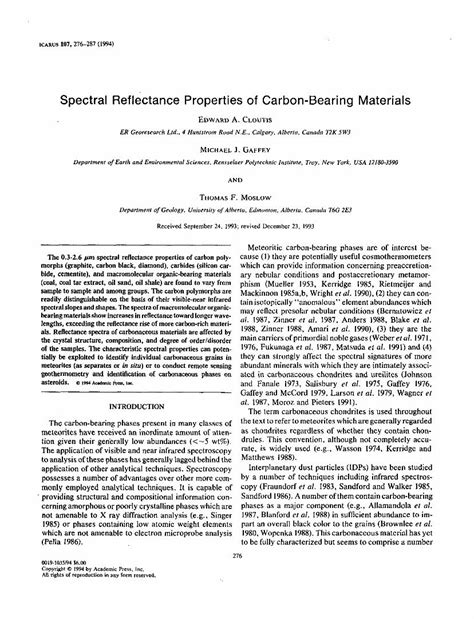 Pdf Spectral Reflectance Properties Of Carbon Bearing Materials