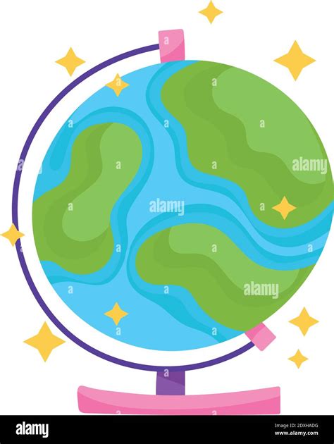 Back To School Globe Map Geography Class Icon Vector Illustration Stock