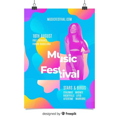 Muziek Festival Poster Sjabloon Met Foto Gratis Vector