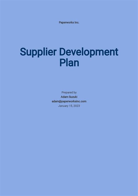 Supplier Development Plan Template