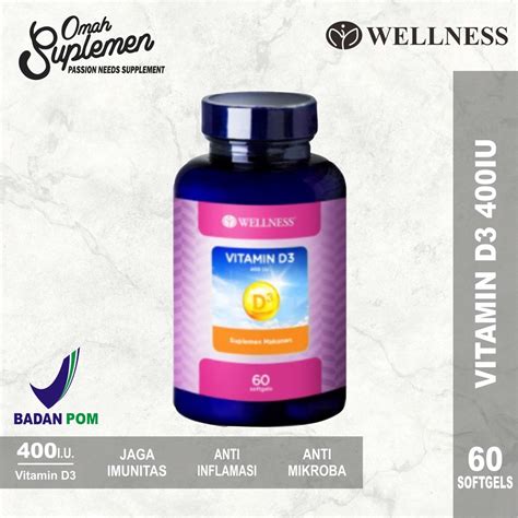 Jual Wellness Vitamin D3 400 Iu 60 Softgels Vitamin D3 400iu Bpom