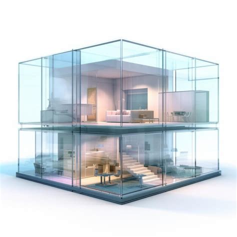 Premium Ai Image Glass Box House D Rendering Of A House With A