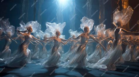 Premium Photo Group Of Women Dressed In White Dancing In Unison With