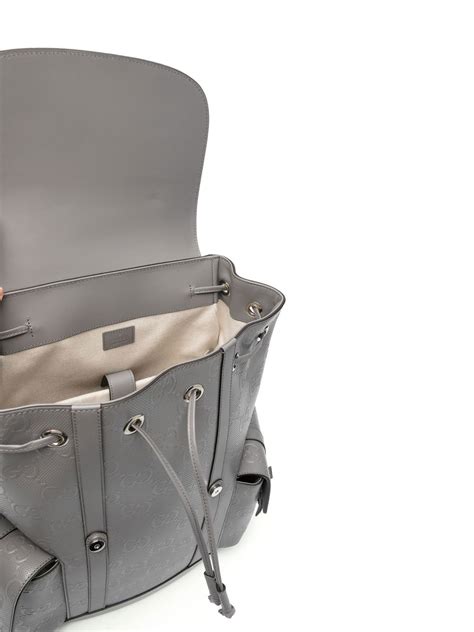 Gucci Logo Embossed Leather Backpack Farfetch