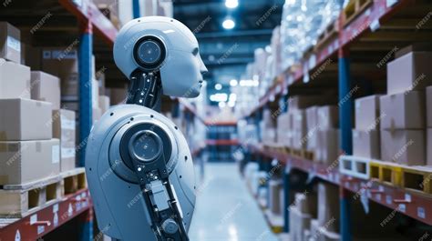 Premium Photo Robots In The Warehouse Artificial Intelligence Supply Chain Future