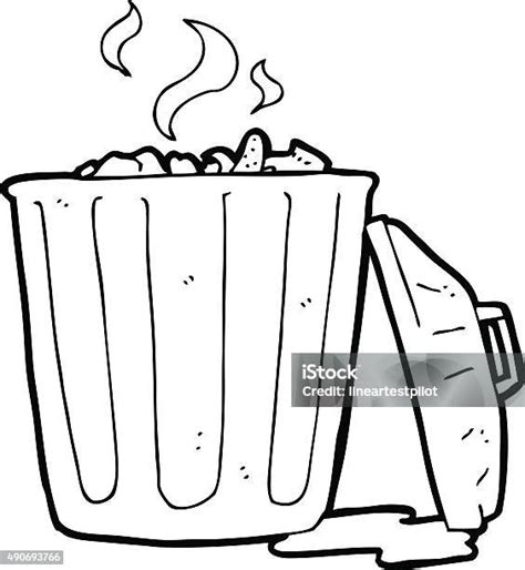 Line Drawing Cartoon Garbage Can向量圖形及更多2015年圖片 2015年 垃圾 插圖 Istock