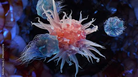 Stockvideon Body Immune Response Viral Infection By Releasing Cytokines