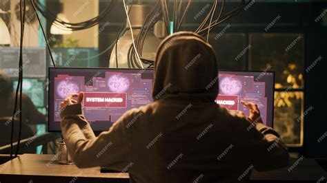 Premium Photo Male Thief Enjoying Cybercrime Achievement At Night Breaking Into Security