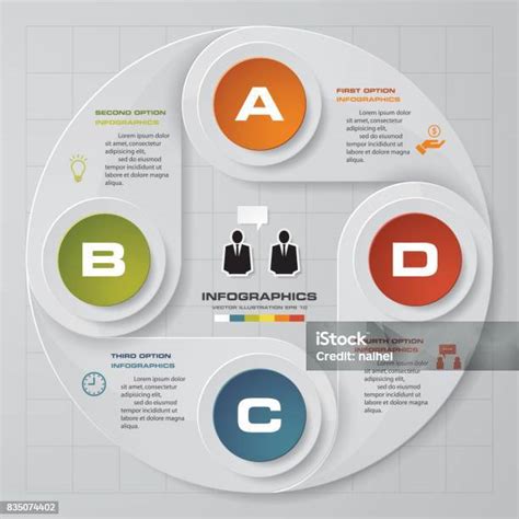 4 단계 현대 원형 차트 인포 그래픽 요소를 추상화 합니다 벡터 일러스트입니다 0명에 대한 스톡 벡터 아트 및 기타 이미지