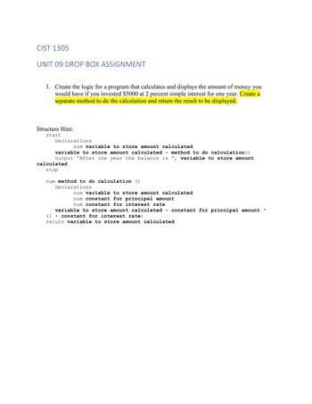 Answered CIST UNIT DROP BOX ASSIGNMENT Bartleby