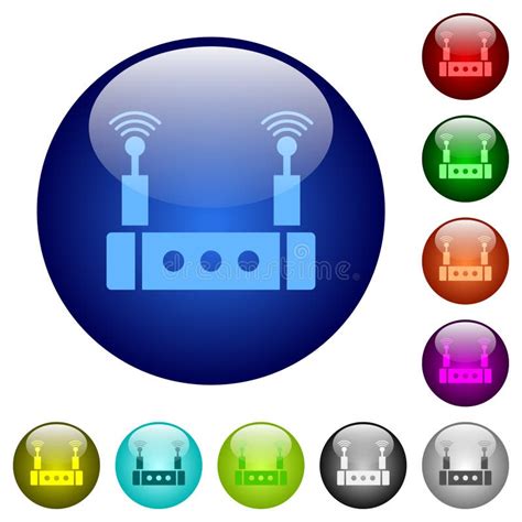 Wifi Router Color Glass Buttons Stock Vector Illustration Of Server