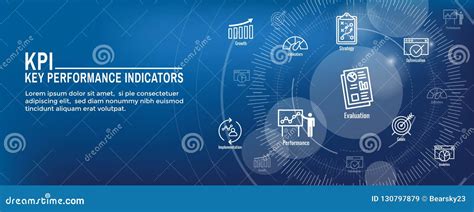 Kpi Key Performance Indicators Web Header Banner And Icon Set Stock