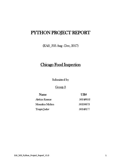 Python Project Report Pdf Restaurants Food Safety
