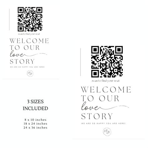 Seating Chart Qr Code Sign Minimalist Wedding Sign Wedding Sign
