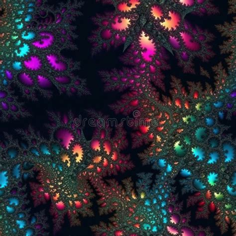 Neon Colored Mandelbrot Fractal Artwork Stock Illustration