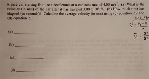 Solved A Race Car Starting From Rest Accelerates At A