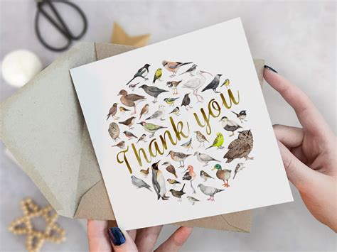 Bird Thank You Card Etsy