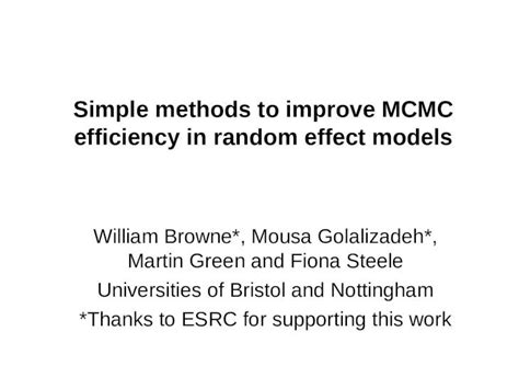 ppt simple methods to improve mcmc efficiency in random effect models