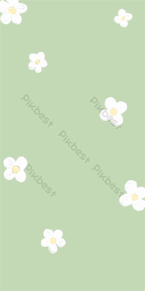 Soft Green Hand Drawn Flowers Aesthetic Mobile Phone Wallpaper